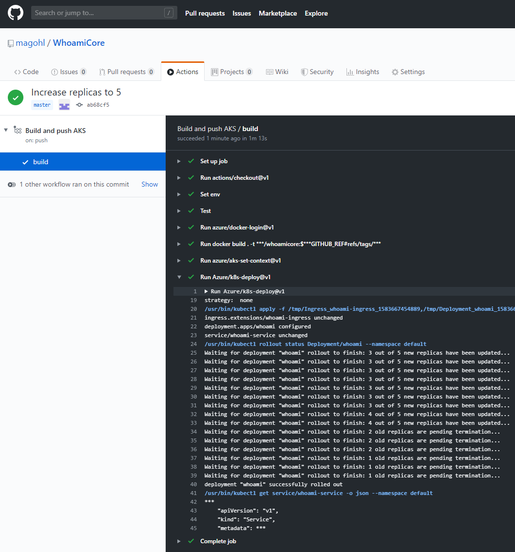 Deploy to Azure AKS with Github Actions